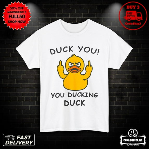 Angry Duck Graphic Shirt, Bold Cartoon Duck Illustration, Humorous ...