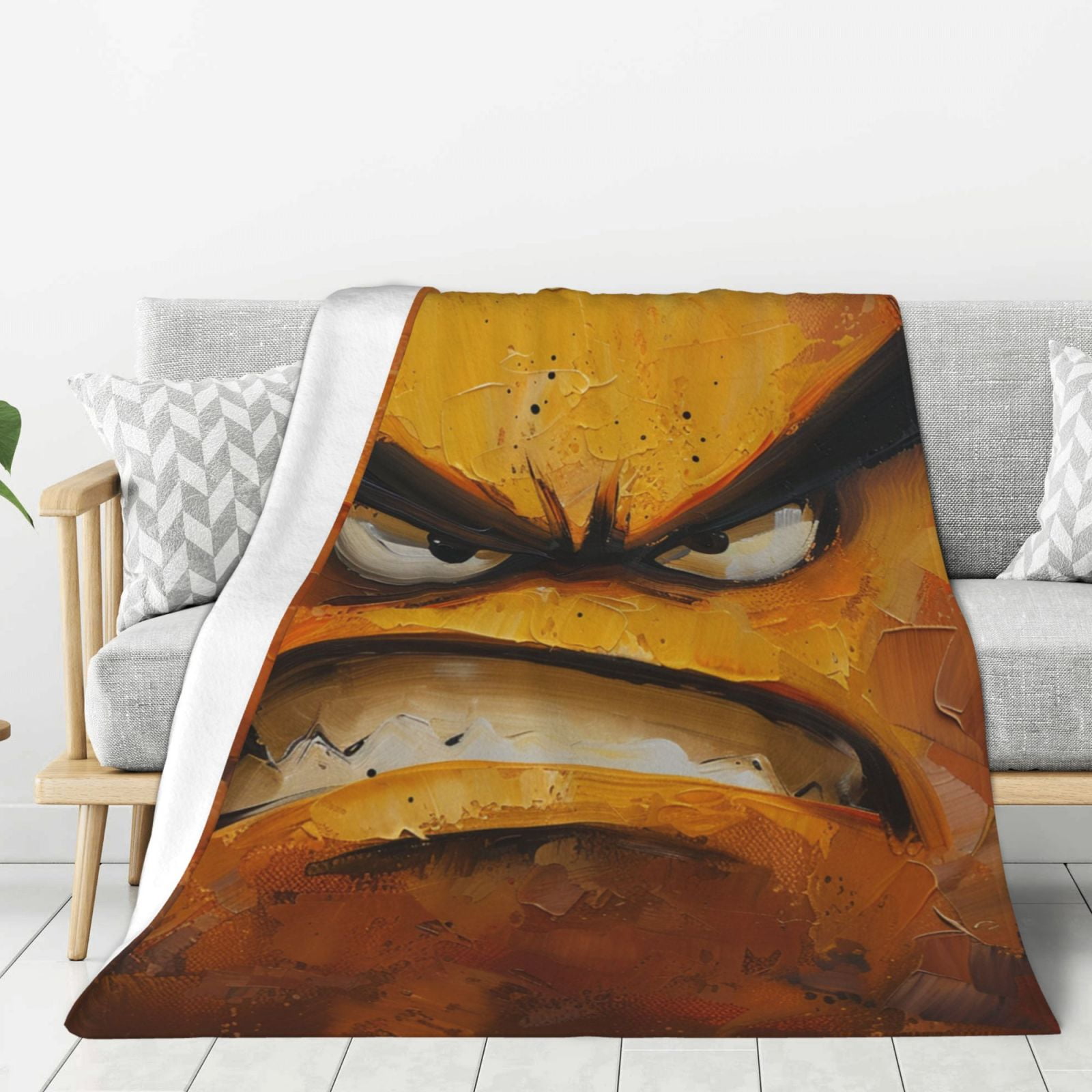 Angry Face (2) Throw Blanket for Stylish Warm Winter Cabin Ultra-Soft ...