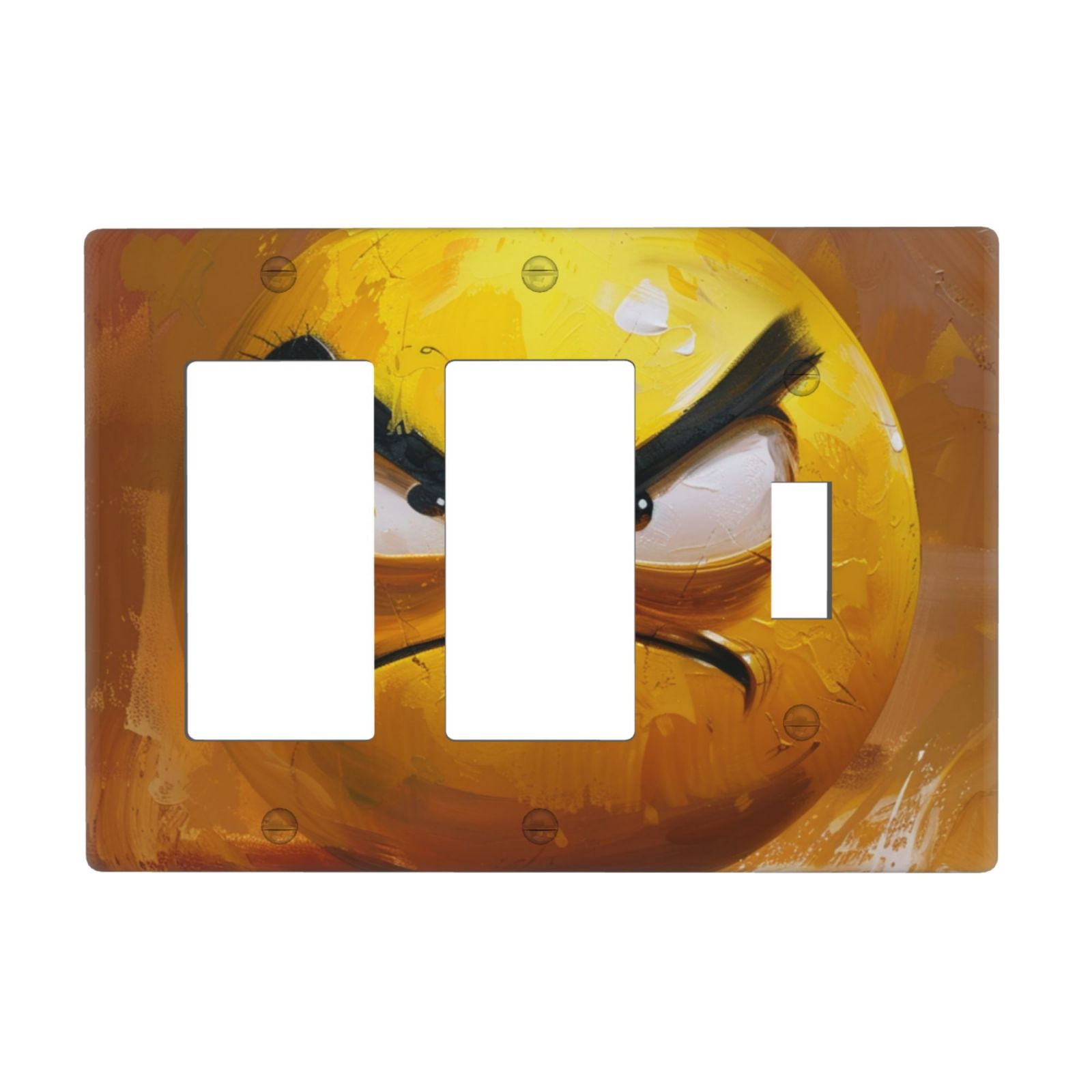 Angry Face Bowl Switch Cover Decorative Wall Plate 3-Gang 2-Decor 1 ...