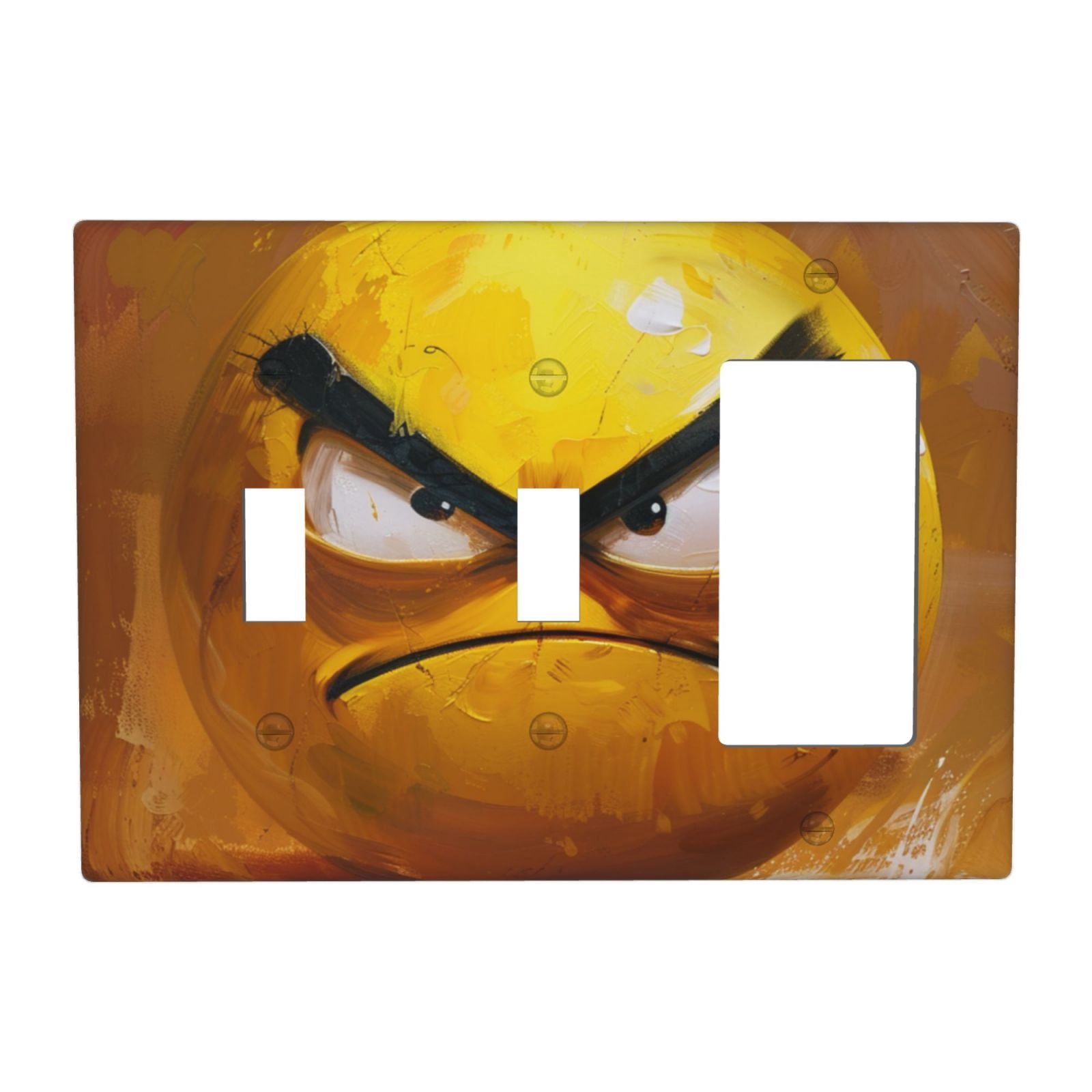 Angry Face Bowl Switch Cover Decorative Wall Plate 3-Gang 2-Toggle 1 ...