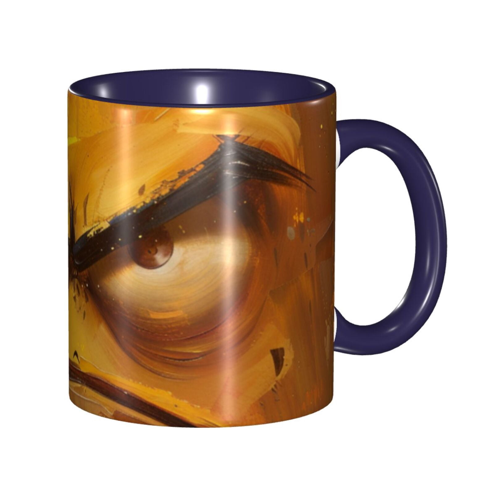 Angry Face Coffee Mug Fun Custom Ceramic Mugs 11oz Navy Blue - Walmart.com