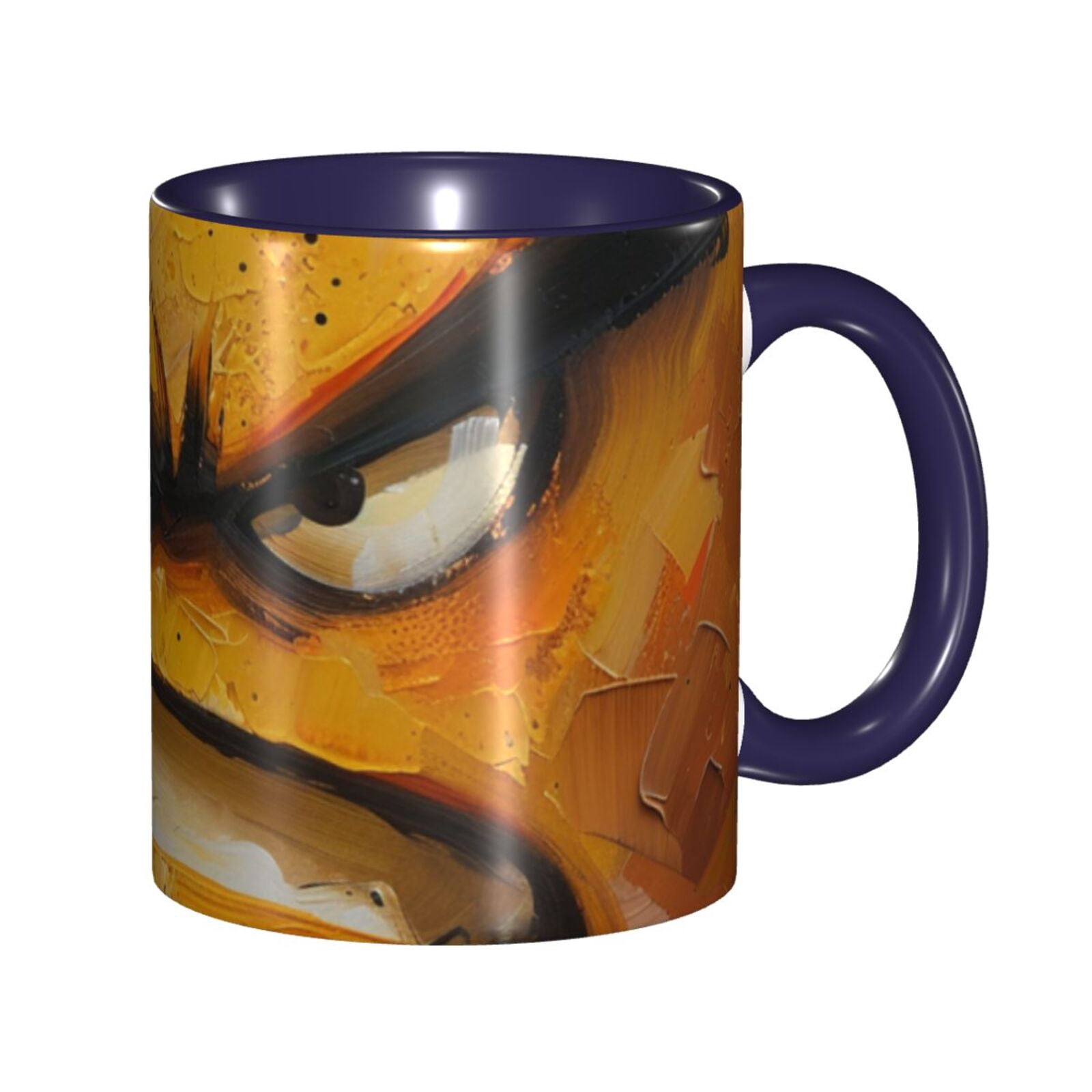 Angry Face Coffee Mug Fun Custom Ceramic Mugs 11oz Navy Blue - Walmart.com
