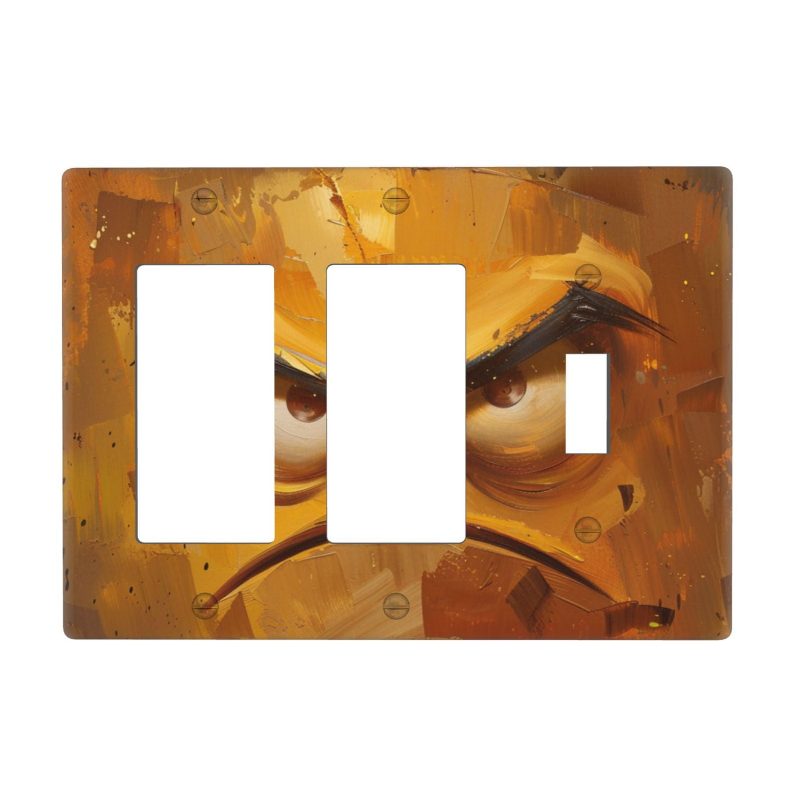 Angry Face Switch Cover Decorative Wall Plate 3-Gang 2-Decor 1-Toggle ...