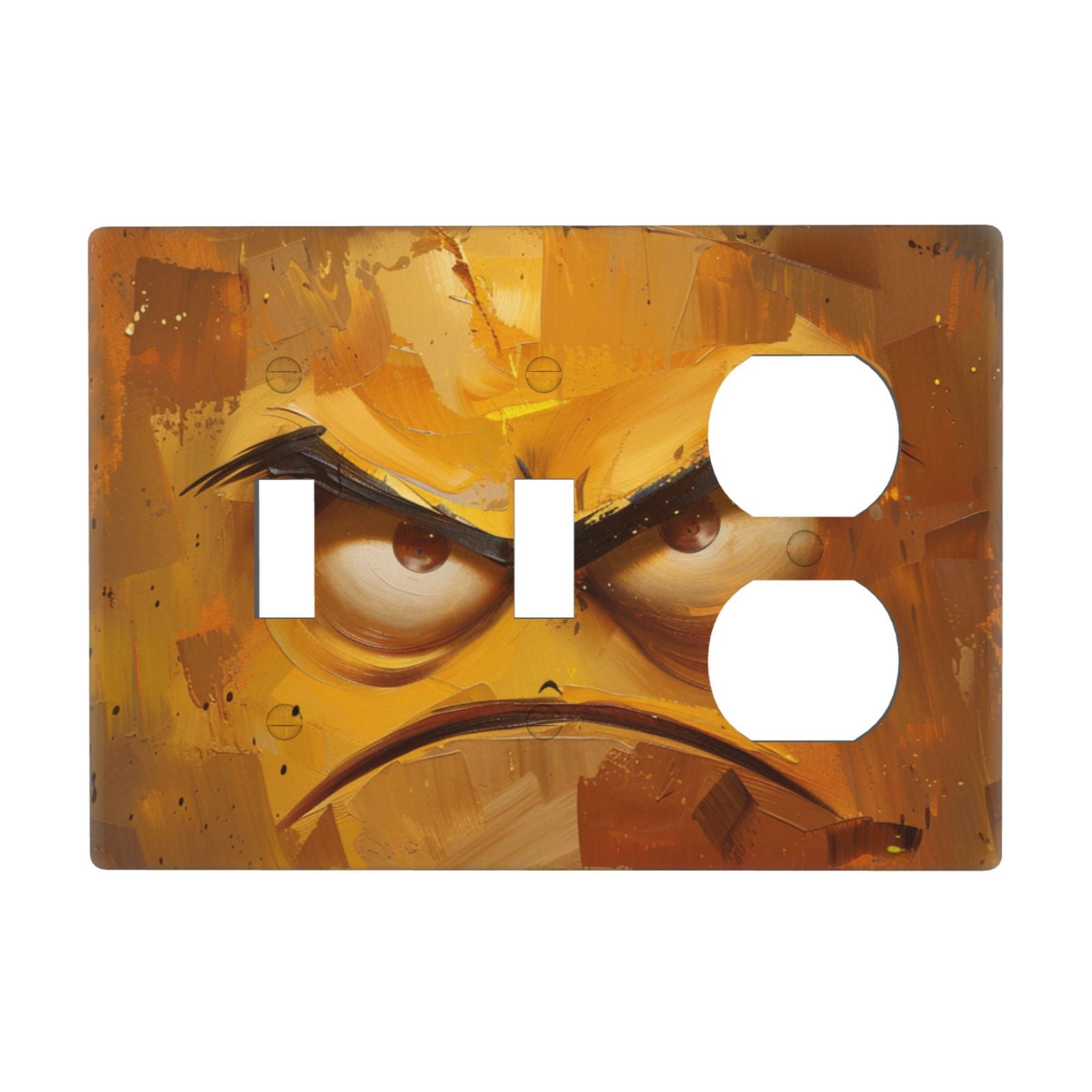 Angry Face Switch Cover Decorative Wall Plate 3-Gang 2-Toggle 1-Duplex ...