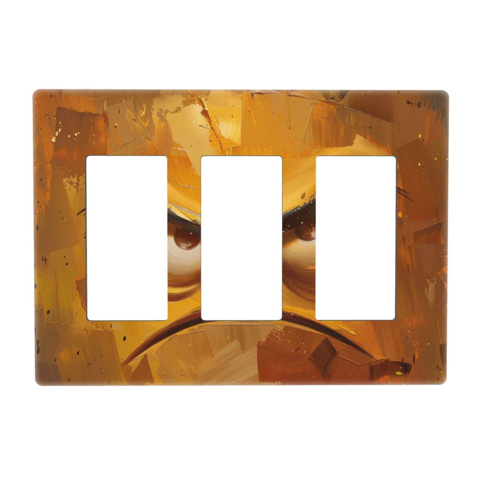 Angry Face Switch Cover Decorative Wall Plate 3-Gang Screwless Standard ...