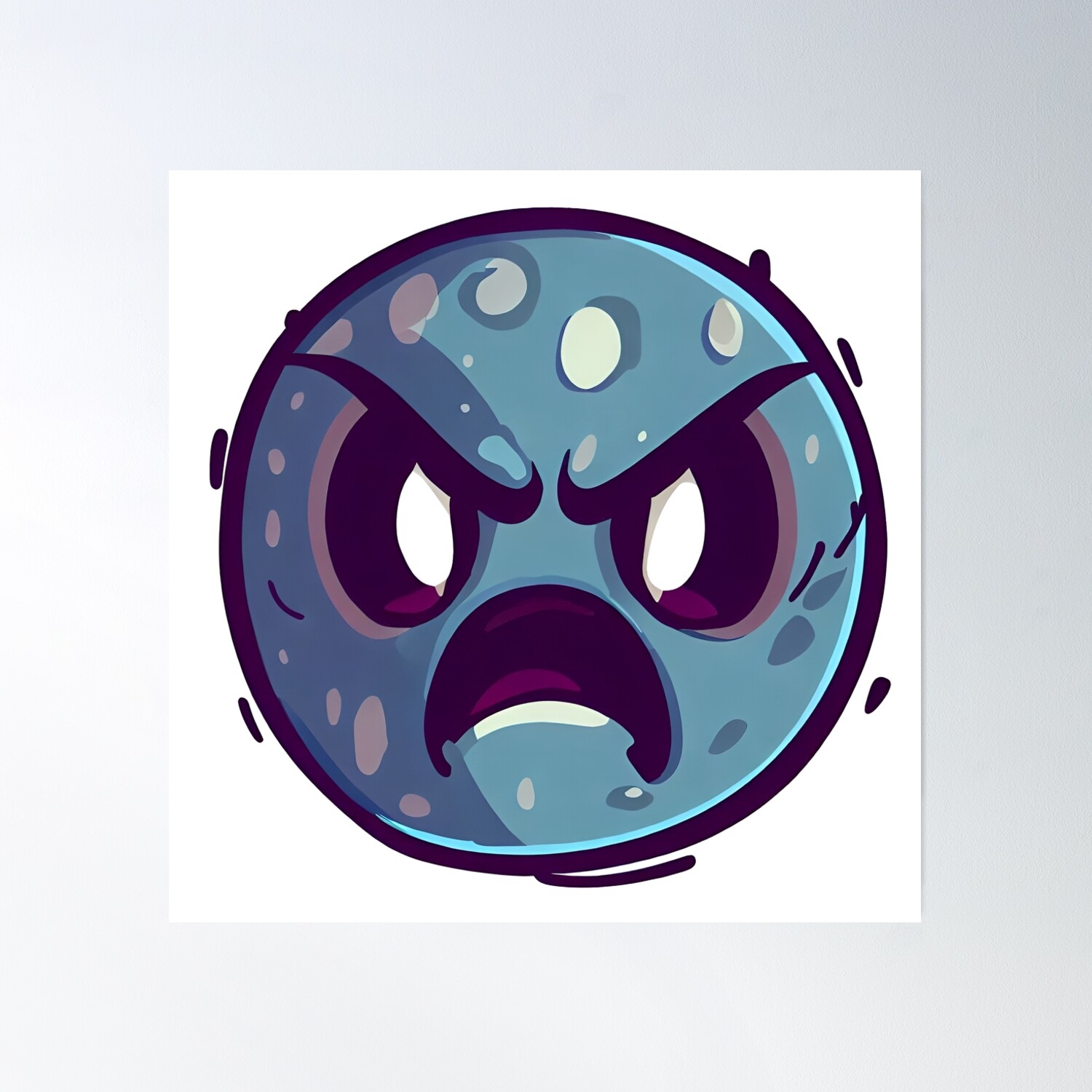 Angry Full Moon Poster Wall Art, Modern Wall Decor, 16x16 UNFRAMED ...
