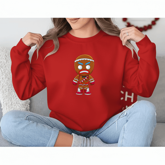 Angry Gingerbread Cookie Baby Funny Holiday Cartoon Art Sweatshirt, up ...