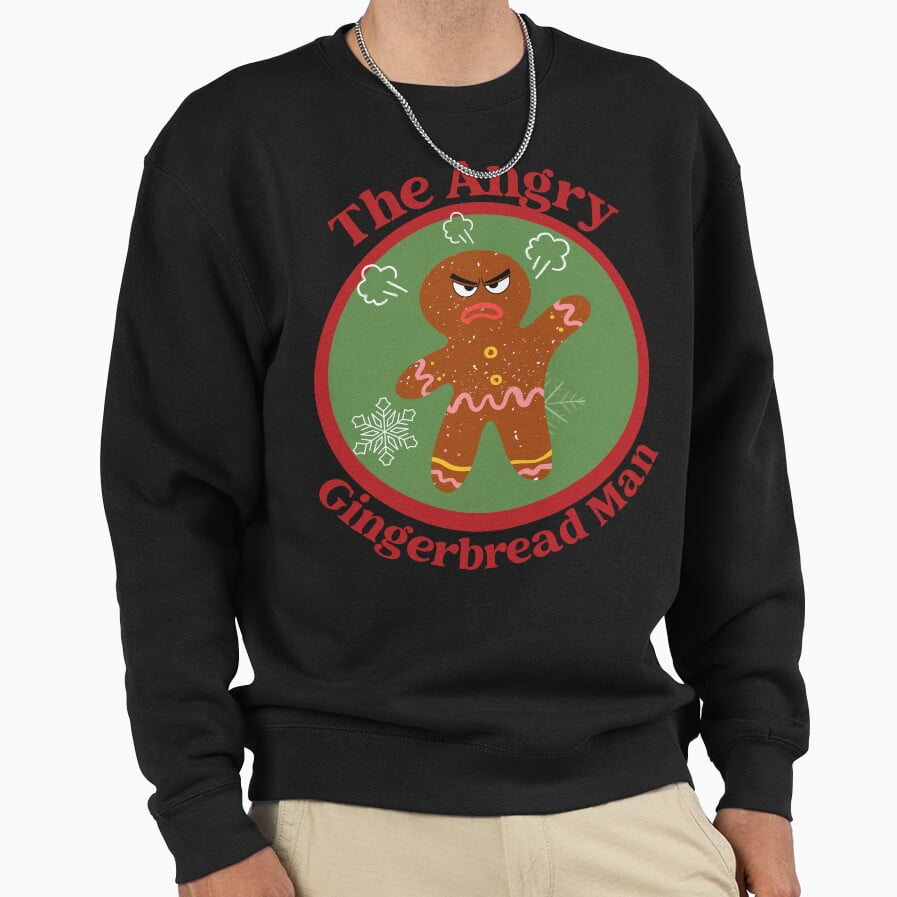 Angry Gingerbread Man Christmas Cookie Graphic Unisex Sweatshirt Funny ...