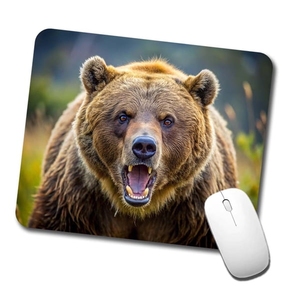 Angry Grizzly Bear Charging Mouse Pad Low Profile Gaming Mat - Walmart.com