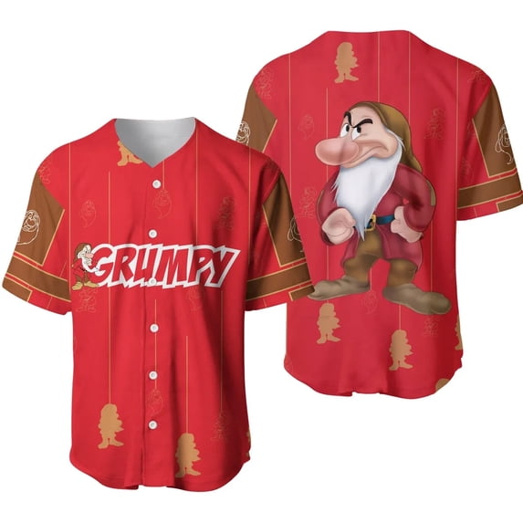 Angry Grumpy Dwarf Red Stripes Patterns Disney Baseball shirt 3D T ...
