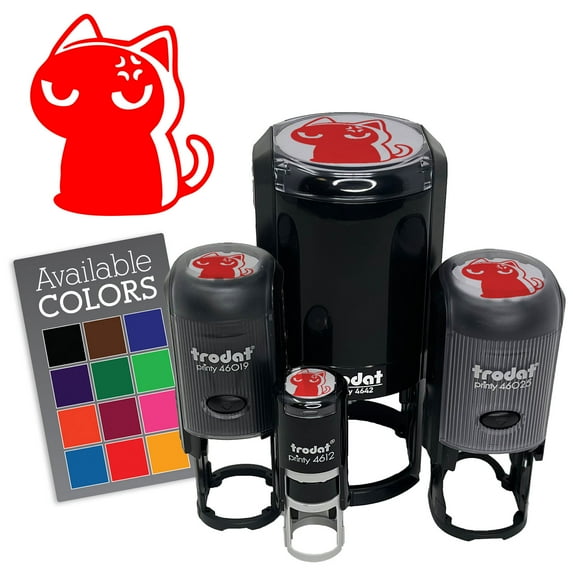 Angry Grumpy Mad Cat Dark Shadow Reaction Self-Inking Rubber Stamp for ...