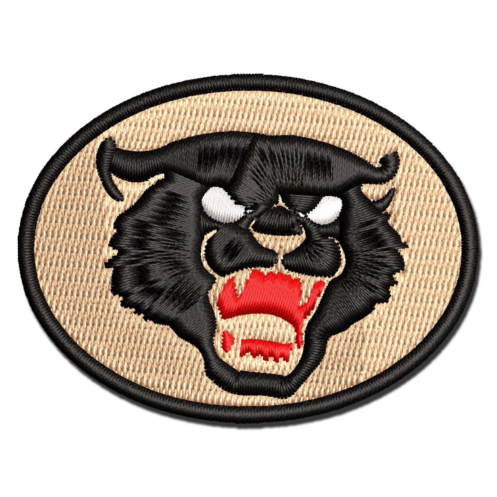 Angry Hissing Cat Face Applique Multi-Color Embroidered Iron-On Patch ...
