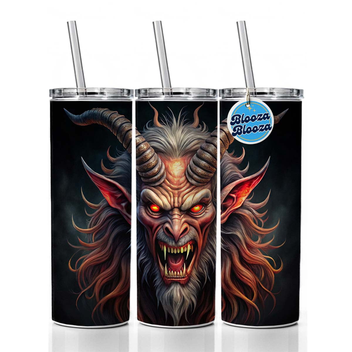 Angry Krampus Christmas Watercolor 20oz Insulated Water Bottle Skinny ...