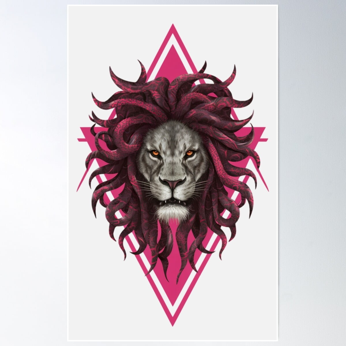 Angry Lion Face Poster Wall Art, Modern Wall Decor For Living Room ...