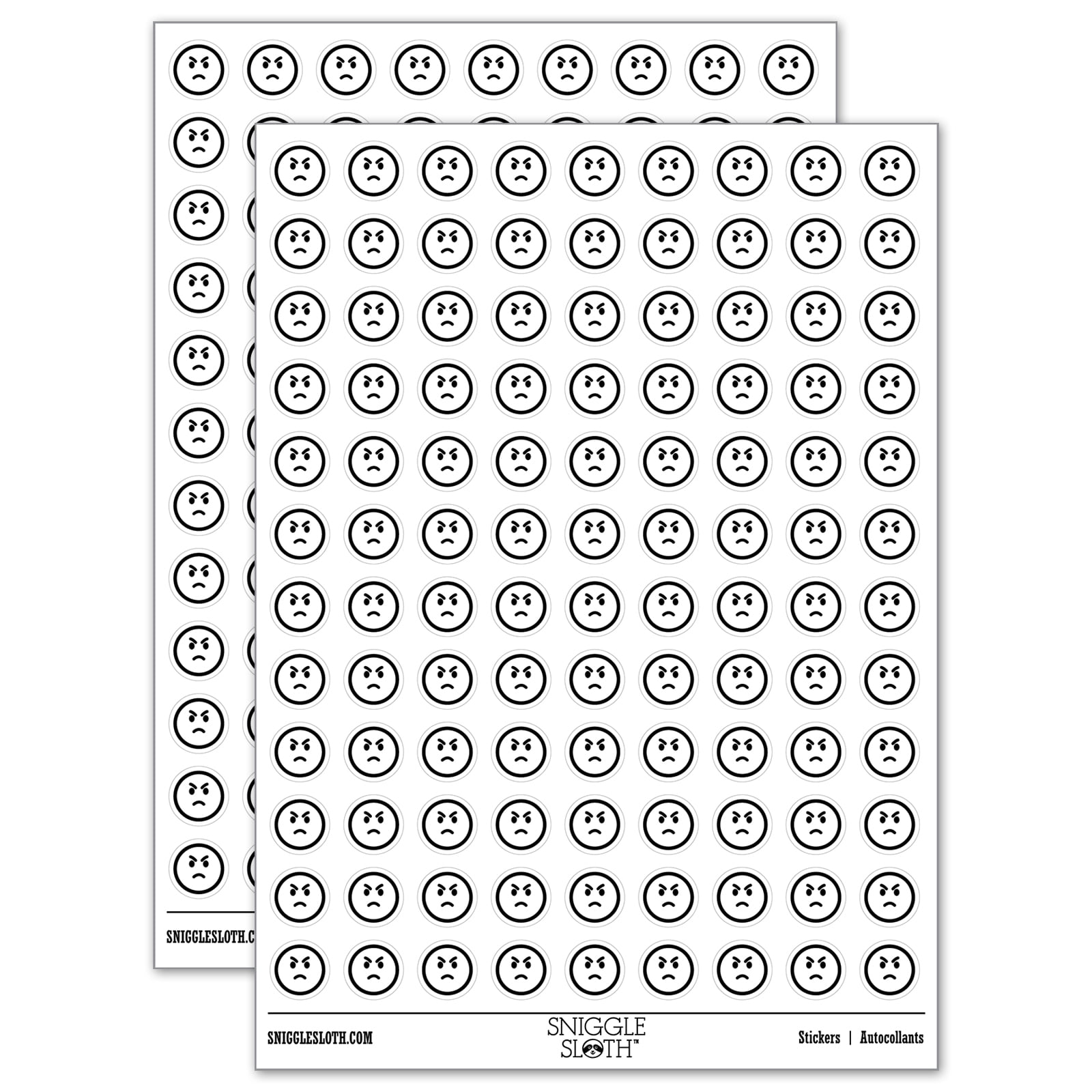 Angry Mad Face Emoticon 200+ Round Stickers - White - Gloss Finish - 0. ...
