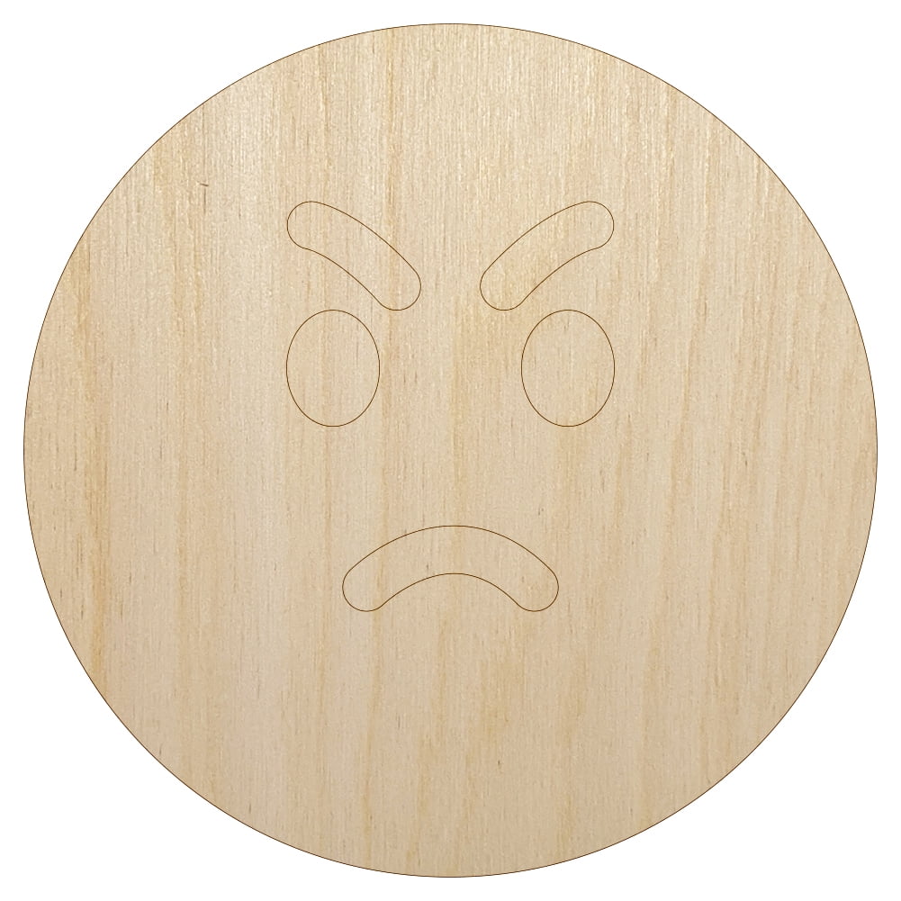 Angry Mad Face Emoticon Wood Shape Unfinished Piece Cutout Craft DIY ...