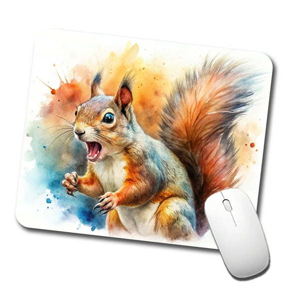 Angry Mad Squirrel Watercolor Mouse Pad Low Profile Gaming Mat ...
