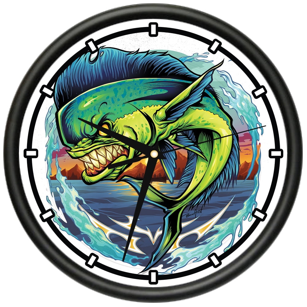 Angry Mahi Mahi Design Wall Clock | Precision Quartz Movement | Décor ...