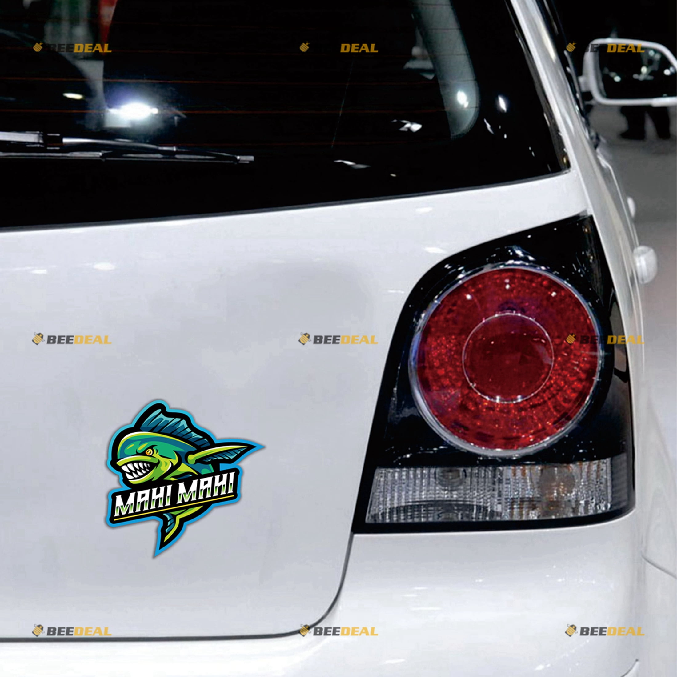 Angry Mahi Mahi Fish Dolphin Sea Fishing Green Car Magnet Sticker ...