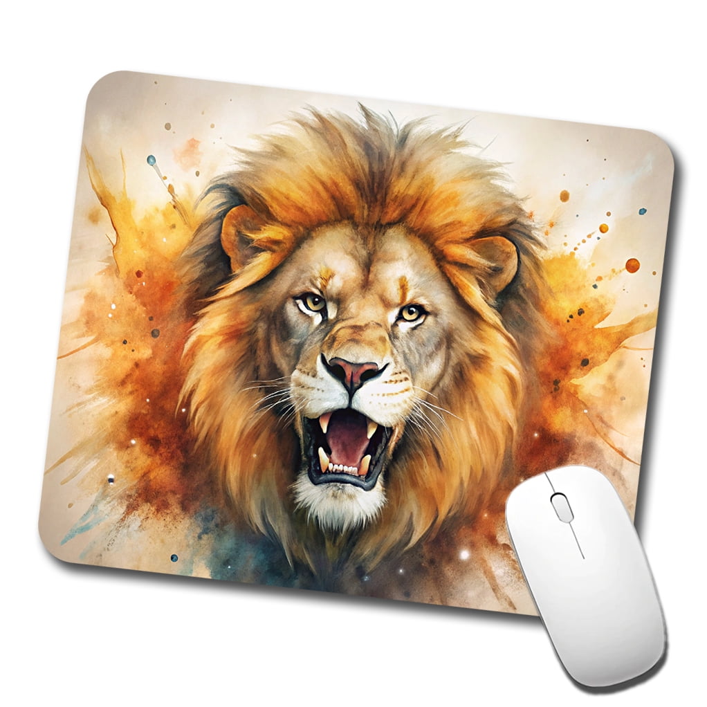 Angry Male Lion Watercolor Mouse Pad Low Profile Gaming Mat - Walmart.com