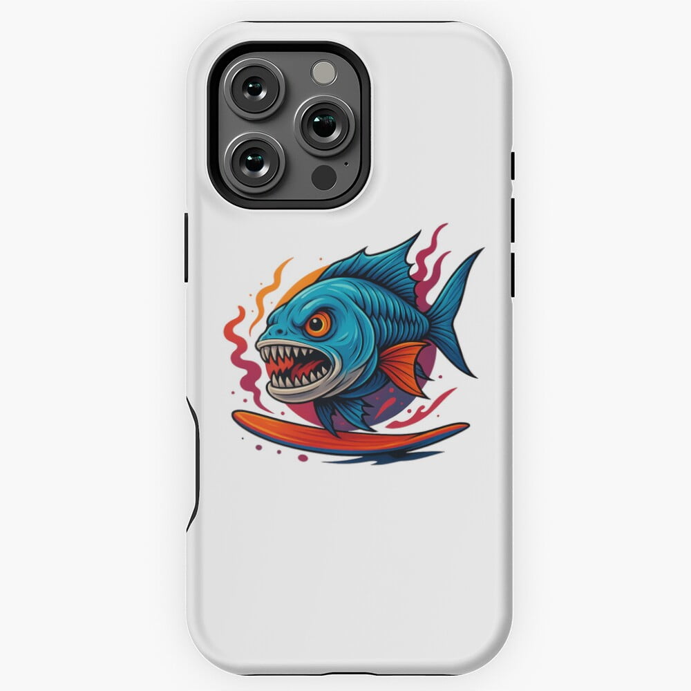 Angry Monster Fish Fierce Ocean Art iPhone Case 11 12 13 14 15 16 17 ...