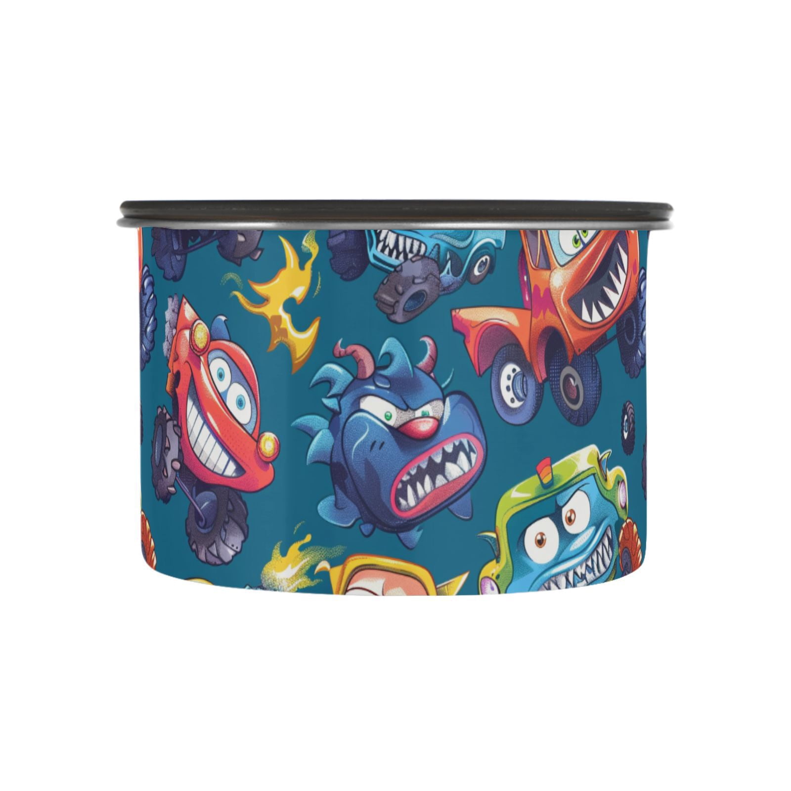 Angry Monster Truck Cartoon Airtight Coffee Bean Canister 17oz Food ...