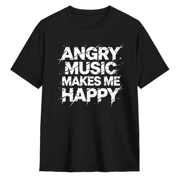 Angry Music Makes Me Happy Graphic Tee for Men and Women Grunge Heavy ...