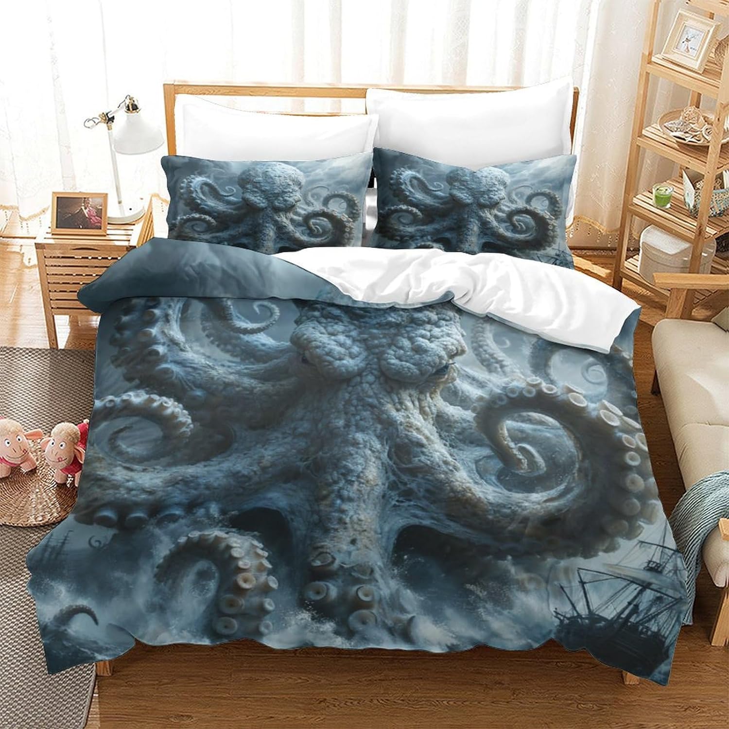 Angry Octopus 3D Print Modern Animals Duvet Cover for Teens And Adults ...