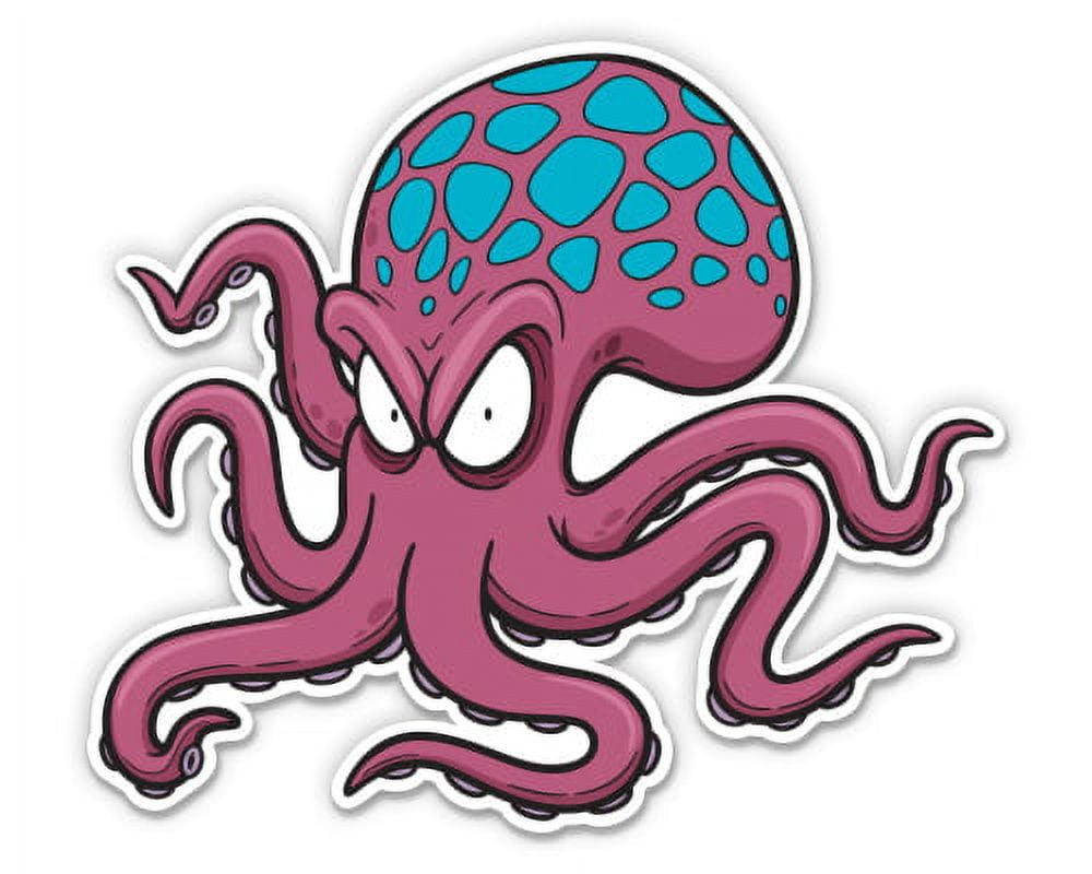 Angry Octopus - 7" Vinyl Sticker - For Car Laptop I-Pad - Waterproof ...