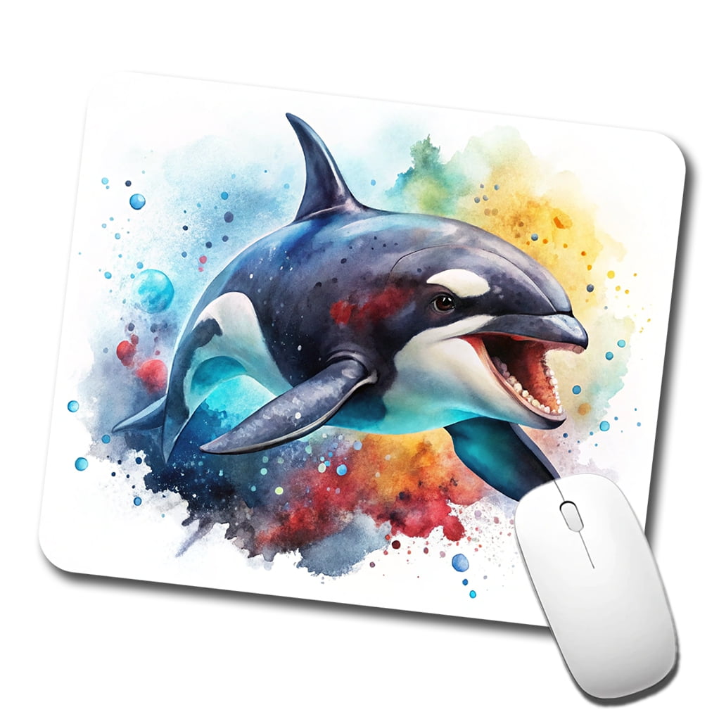 Angry Orca Killer Whale Watercolor Mouse Pad Low Profile Gaming Mat ...