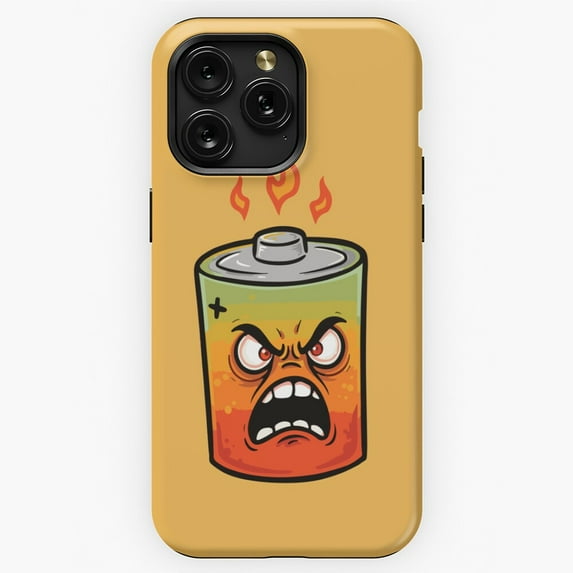 Angry Overheating Battery Funny Tech Meme Art iPhone Case 17 to 11 Pro ...