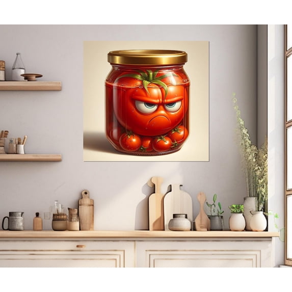 Angry Pickled Tomato In A Jar Print, Unframed Paper Poster 24x36in ...