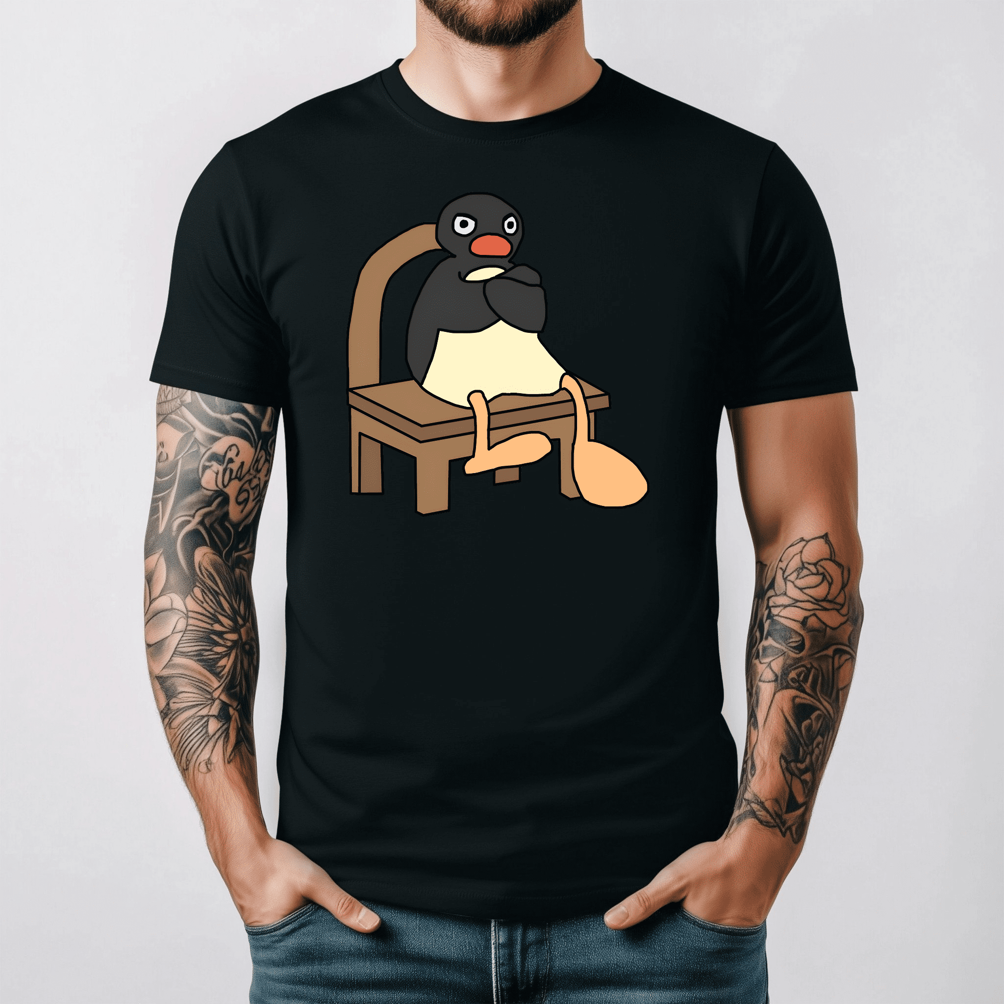 Angry Pingu Funny Retro Cartoon Graphic Apparel Novelty Tee V12725,for ...