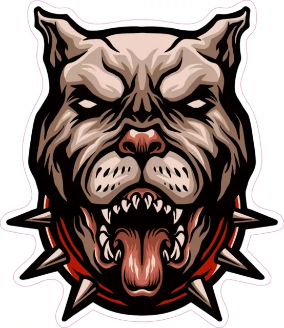 Angry Pit Bull With Spike Collar Sticker Window Decal Multiple Size ...