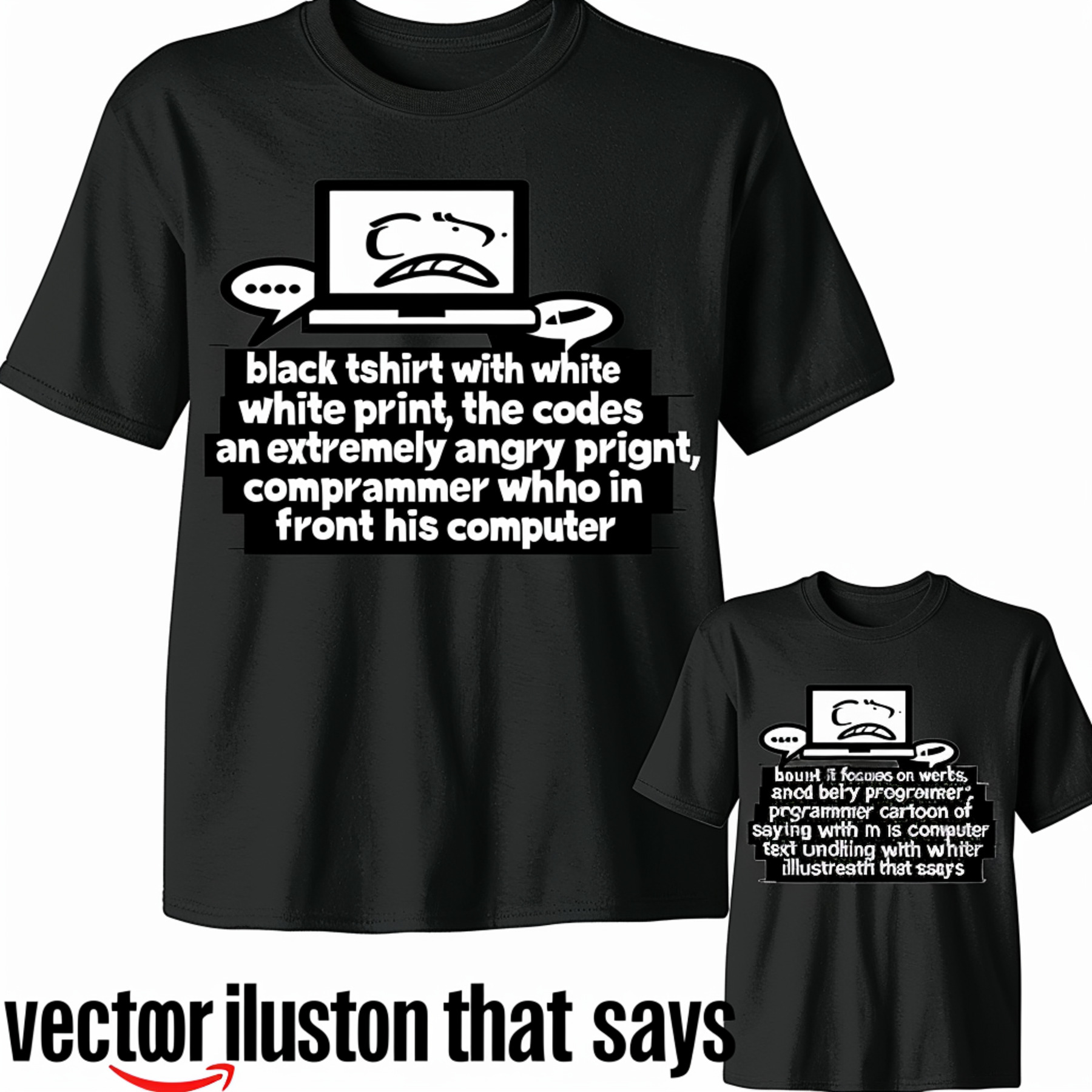 Angry Programmer Vs Happy Coder Code Works Vector Illustration Black Tshirt