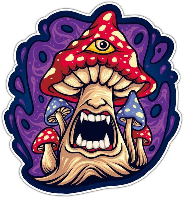 Angry Psychedelic Fungus Red Mushroom Car Stickerphone Decal Water ...