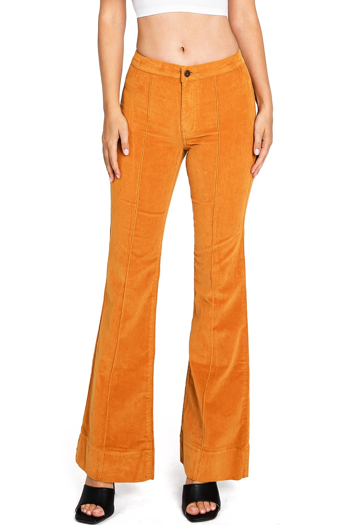 Angry Rabbit Women's Juniors Mid Waist Stretchy Premium Corduroy Flares ...