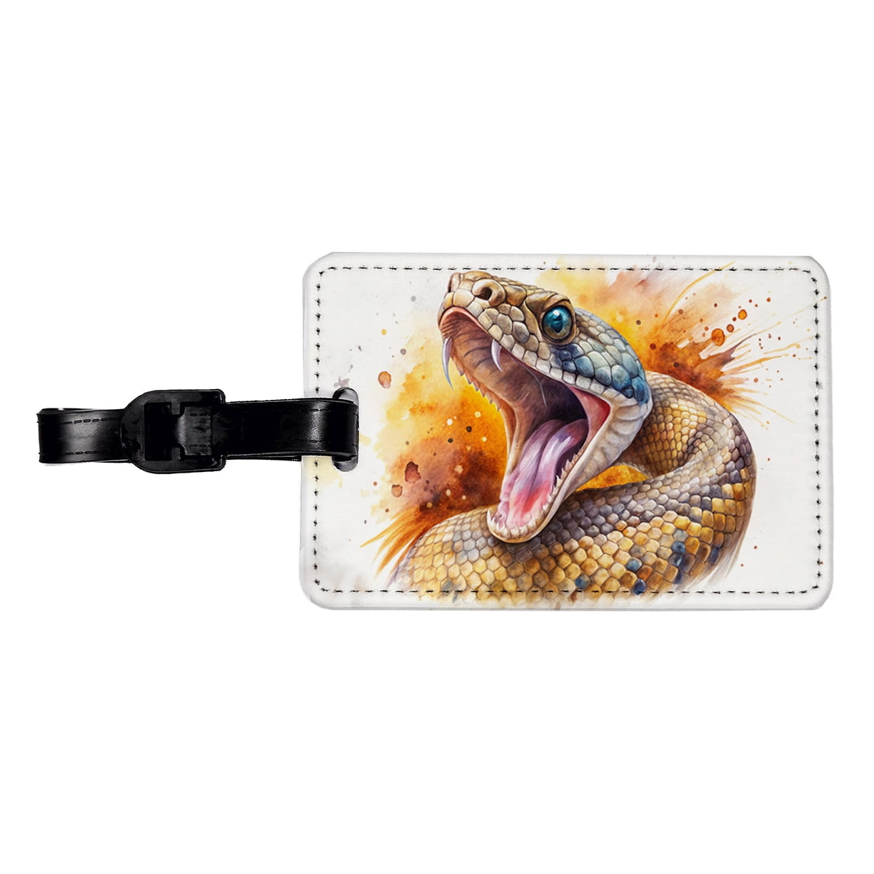 Angry Rattlesnake Snake Reptile Watercolor Faux Leather Travel Luggage ...