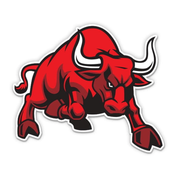 Angry Red Bull Charging - 5" Vinyl Sticker - For Car Laptop I-Pad ...