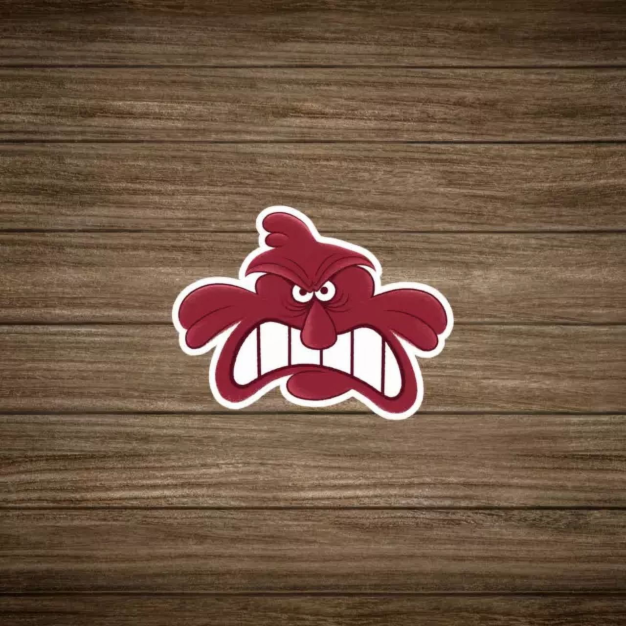 Angry Red Cartoon Face Sticker - Expressive Frowning Emotion Vinyl ...