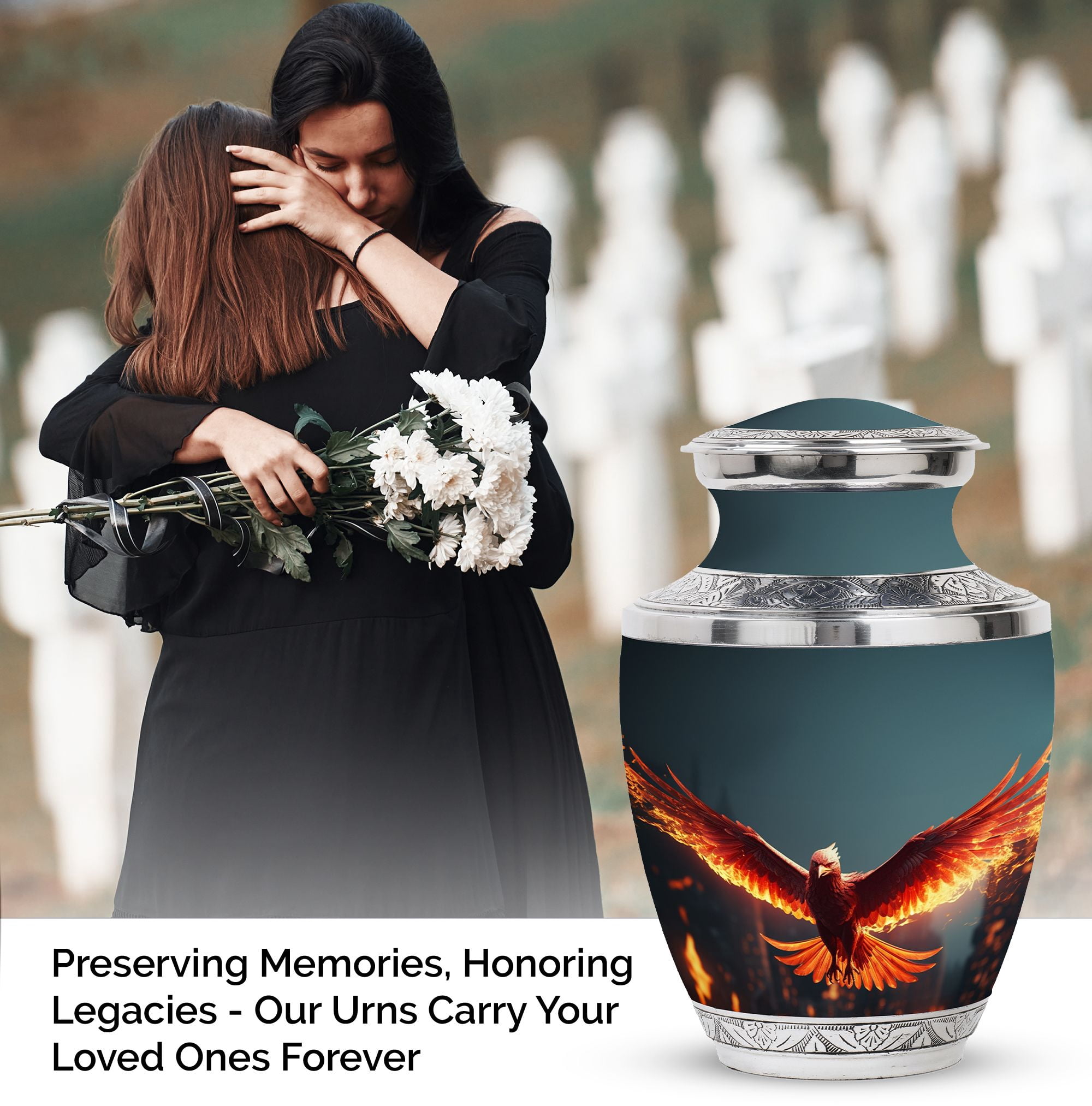 Angry Red Phoenix Fly Small Urn, Cremation Urns For Human Ashes ...