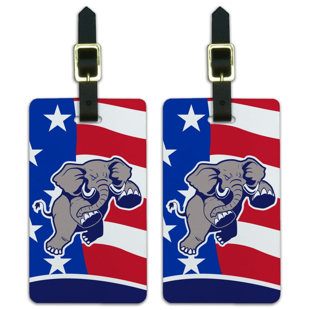 Angry Republican Elephant Politics GOP American Flag Luggage ID Tags ...