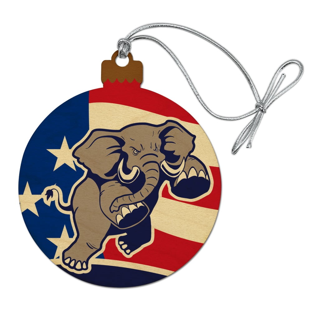 Angry Republican Elephant Politics GOP American Flag Wood Christmas ...