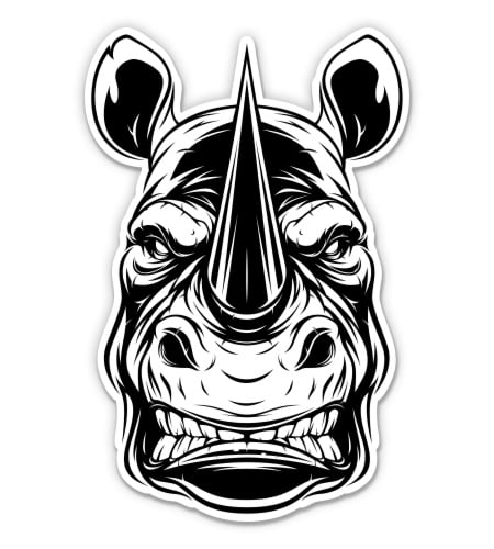 Angry Rhino Rhinoceros - 12" Vinyl Sticker Waterproof Decal - Walmart.com