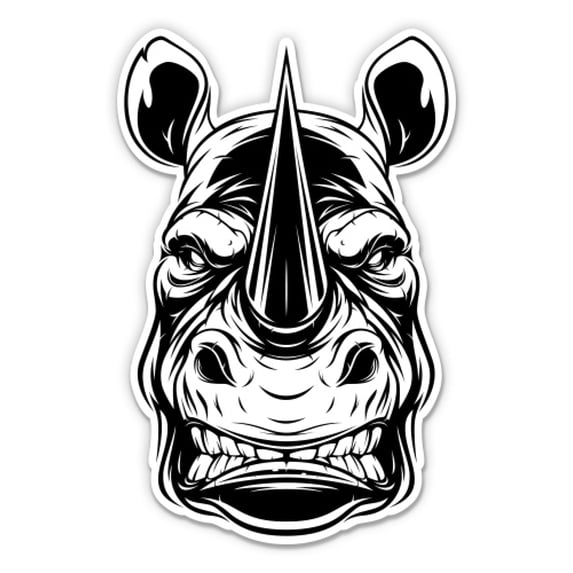 Angry Rhino Rhinoceros - 7" Vinyl Sticker - For Car Laptop I-Pad ...