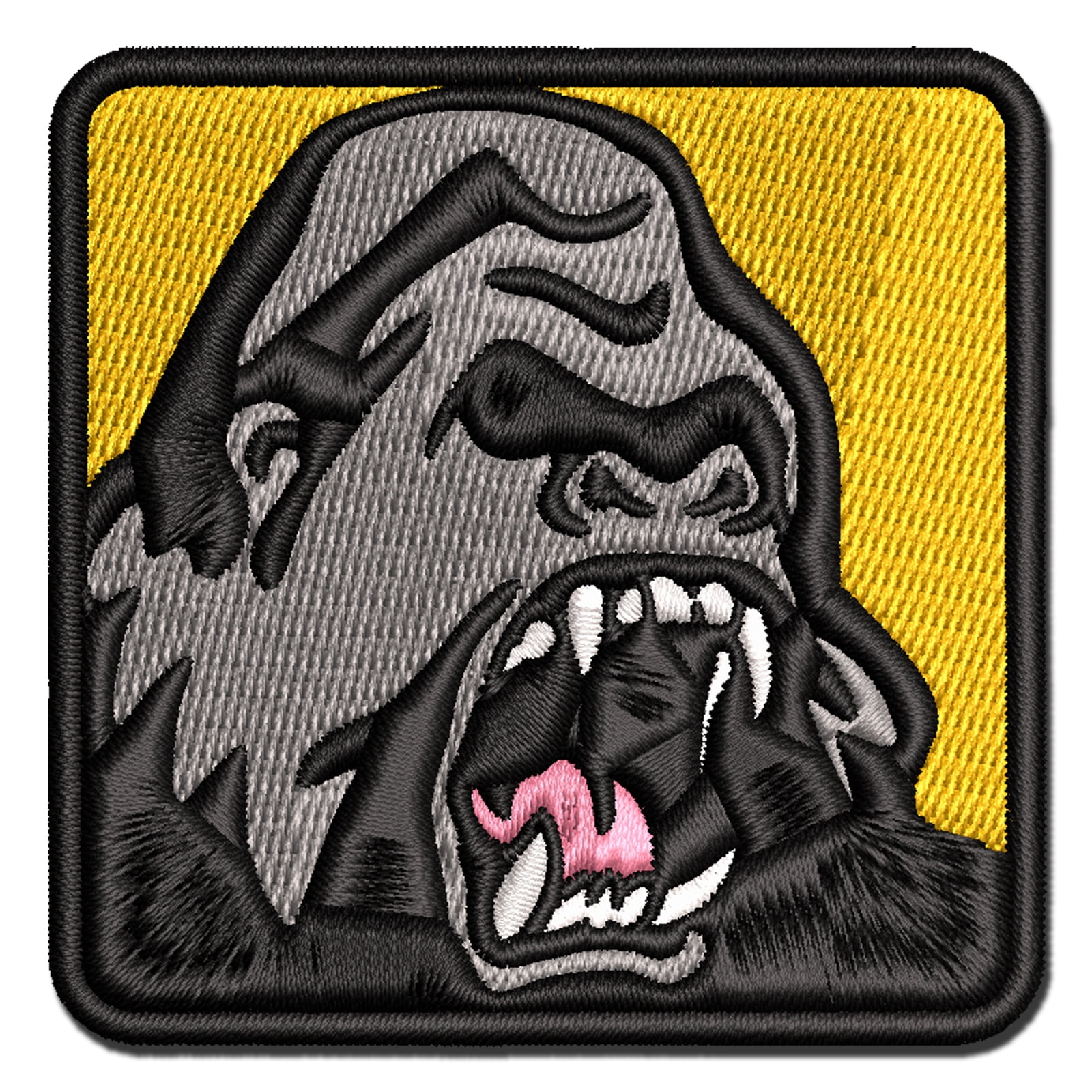 Angry Roaring Silverback Gorilla Applique Multi-Color Embroidered Hook ...