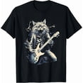 Angry Rock Cat Playing Electric Guitar Unisex Short Sleeve Graphic T ...