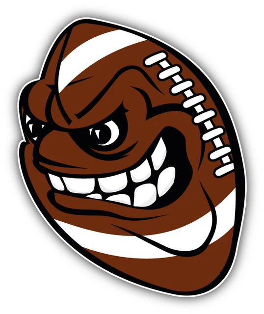 Angry Rugby Ball Face Mascot Car Sticker Phone Decal Water Bottle ...