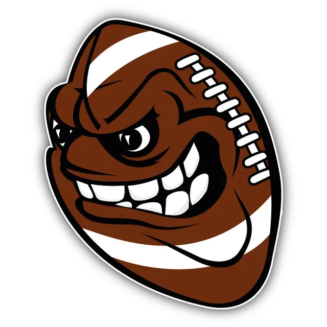 Angry Rugby Ball Face Mascot Car Sticker Phone Decal Water Bottle ...