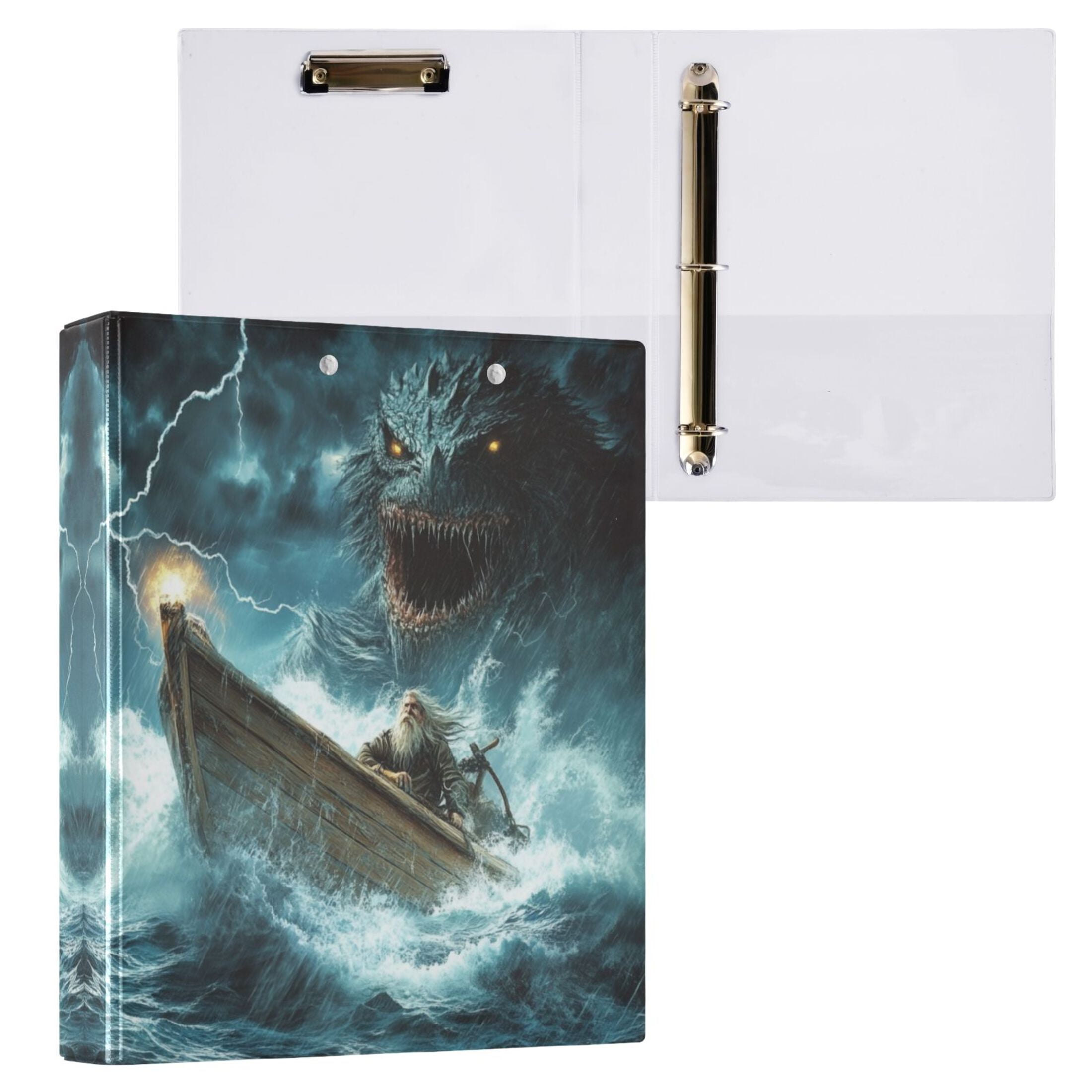 Angry Sea Monster 3 Ring Hardcover Binders 1.5in Round Rings for Letter ...